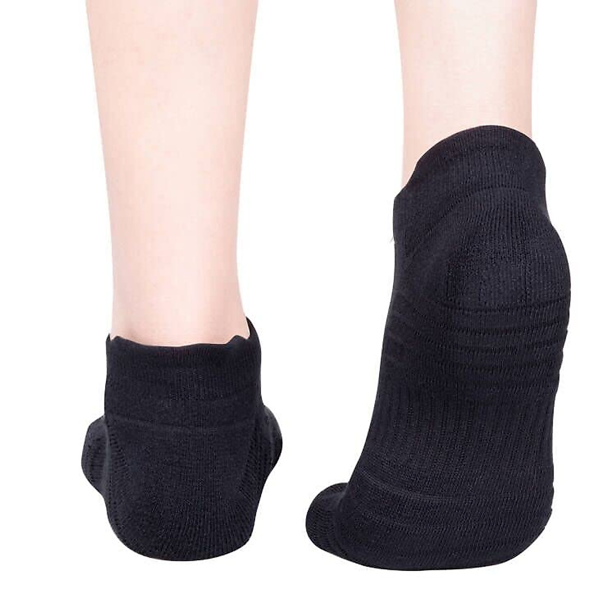 YUEDGE Men's Black Ankle Running Socks Moisture Wicking Cotton Cushioned Low Cut Athletic Socks For Men Size 6-9, 5 Pairs