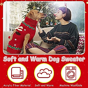 YUEPET Christmas Dog Sweaters Pullover, Reindeer Snowflake Christmas Dog Outfits with Leash Hole, Classic Turtleneck Dog Clothes for Puppies Medium Dogs(S)
