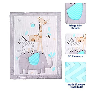 Baby Bees Animal Kingdom 4 Pieces Crib Bedding Sets for Boys and Girls | Baby Bedding Crib Set of Crib Sheet, Quilt, Dust Ruffle for Standard Size Crib