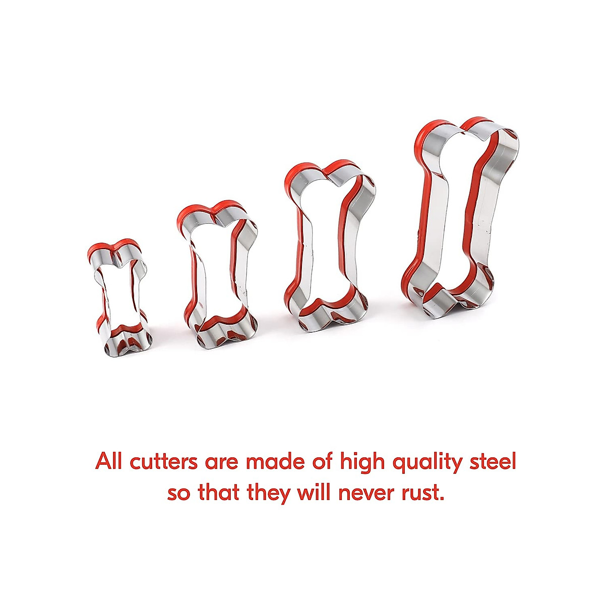 4Pcs Large Dog Bone Cookie Cutters Set, Dog Treats Cookie Cutter, Dog Bone Shapes Cutters, Homemade Dog Biscuit Treats Cutters, Coated with Soft PVC for Protection,4.7" 3.9'' 3.2'' 2.4"