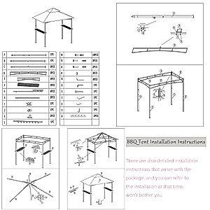 8'x 5' Grill Gazebo, Pop up Outdoor Gazebo, with 2 Storage Shelf and Hook Up, Double Tiered Grill Canopy Barbecue Gazebo, Waterproof Grill Canopy Shelter for Patio Backyard Sun Shade BBQ Canopy