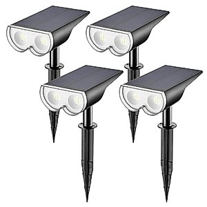 Linkind StarRay Solar Spot Lights Outdoor, 16 LEDs IP67 Waterproof Dusk-to-Dawn Landscape Spotlights, 6500K Daylight Wall Lights for Garden Yard Driveway Walkway, 4 Pack
