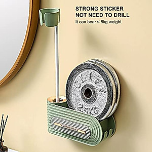 Longjet Hair Dryer Holder Wall Mounted, 360 Degree Rotating Blow Dryer Stand Hand Free, with Hair Tool Organizer Storage Box (Light Green)