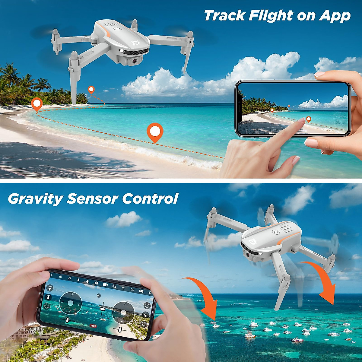 Ficinto 1080P FPV Foldable Quadcopter Drone with Camera - For Adults, Kids, Beginners - 3D Flips, Altitude Hold, Headless Mode, 2 Batteries