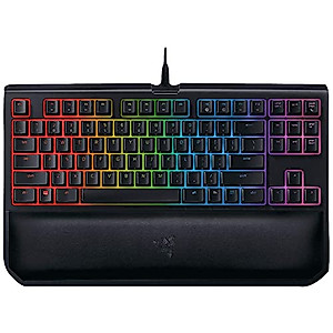 Razer BlackWidow TE Chroma v2 TKL Tenkeyless Mechanical Gaming Keyboard: Yellow Key Switches, Linear & Silent, Chroma RGB Lighting, Magnetic Wrist Rest, Programmable Macros, Classic Black