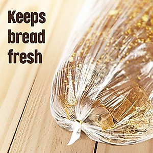 [120 Pack] Plastic Bread Bags for Homemade Bread or Bakery - Heavy Duty Bread Loaf Bags with Ties - Clear Bread Wrappers Storage Packaging - Reusable Bag for Large Loaves - 8” x 4” x 18”