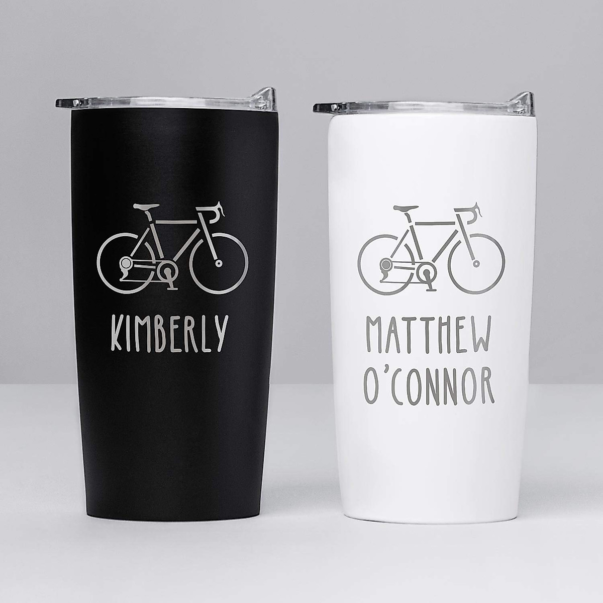 Lifetime Creations Engraved Personalized Bicycle Tumbler with Lid 20 oz (White) - Cyclist Gift, Bike, Biking Stainless Steel Coffee Travel Mug