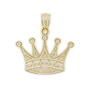 Charm America - Gold Crown Charm - 10 Karat Solid Yellow Gold (Large)