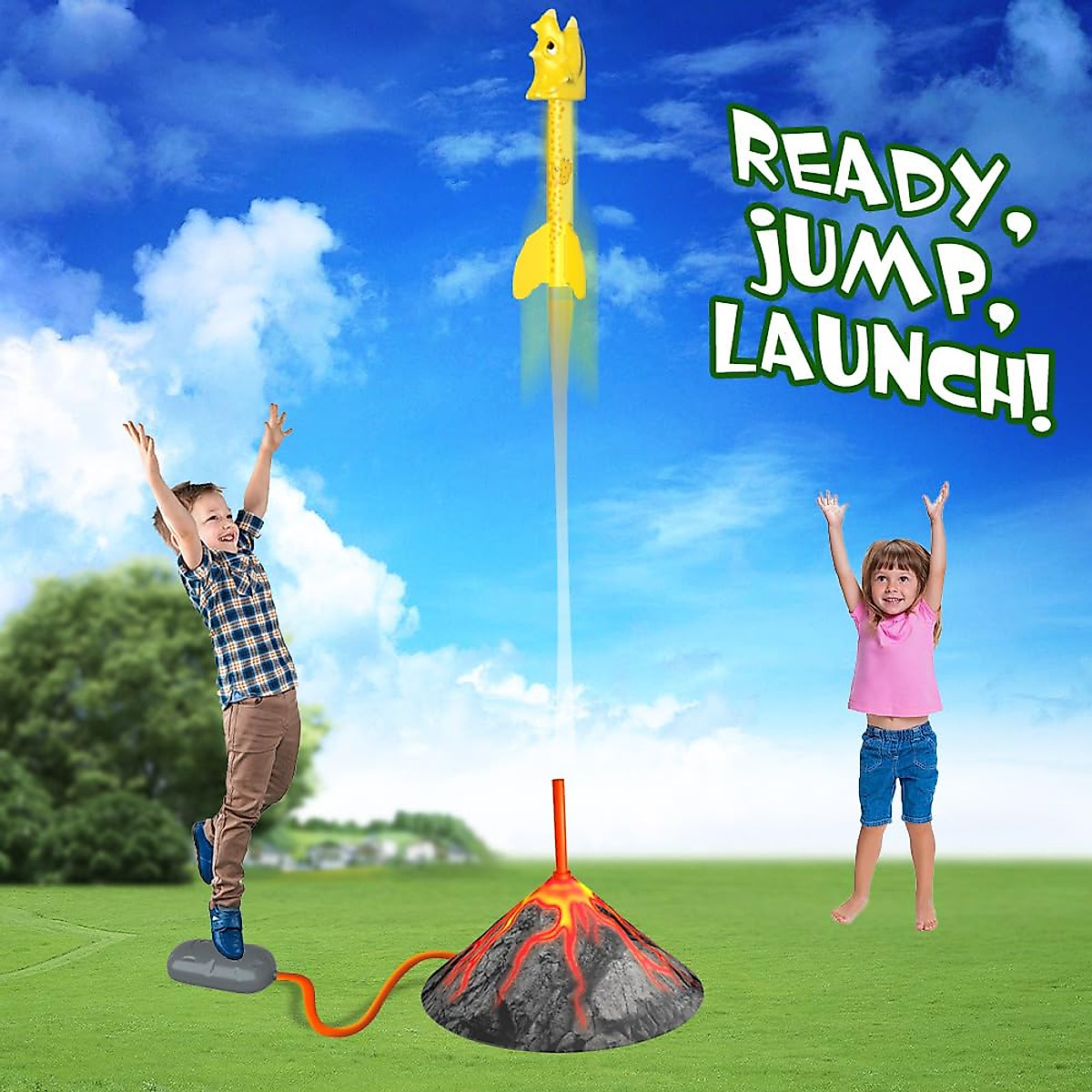 Enkerpro Dinosaur Rocket Launcher for Kids-Fun Outdoor Toys for Toddlers Ages 3 4 5 6 7 Year Old-Boys and Girls Perfect Christmas Birthday Family Party Gift-Dino Toys Stomp Rockets for Outside