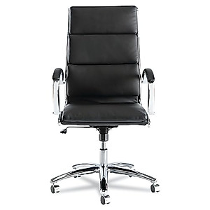 Alera ALENR4119 Neratoli Series High-Back Slim Leather Chair - Black/Chrome