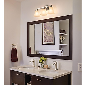 Moen Voss Brushed Nickel 3-Light Dual-Mount Bathroom Vanity Fixture with Frosted Glass, Bath Lighting Above Sink, YB5163BN