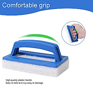 Pool Supply Hand-Held Pool Brush, Scrubbing Scouring Sponge Pad - Clean Pool Tile Grout, Walls, Vinyl Liners, Surface Cleaning Scrubber, Kitchen, Bathroom Tub, Shower Tile