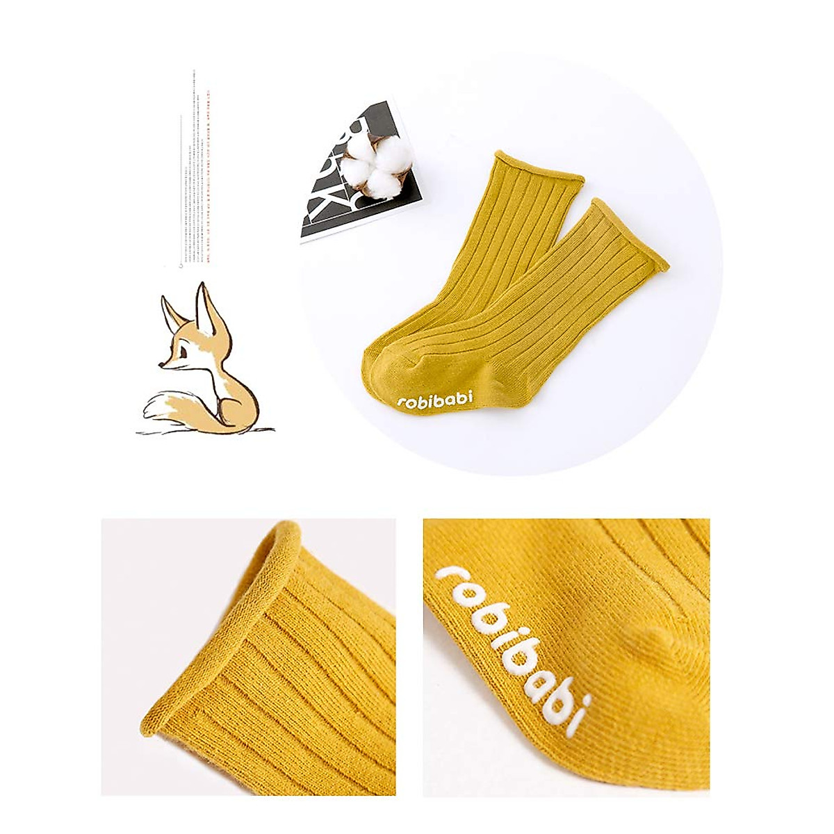 Yenzat Baby Toddler Knee High Non Skid Socks Grip Girls Boys Long Stockings Anti Slip 18-36 Months 5 Pairs