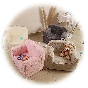 MOMCAYWEX Kids Snuggly-Soft Sherpa Chair, Cuddly Toddler Foam Chair for Boys and Girls, Cream