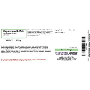 ALDON Innovating Science Magnesium Sulfate Crystals, 7-Hydrate, 500g - Laboratory Grade - Excellent for Mixing Magnesium Solutions - The Curated Chemical Collection