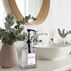 eBun® 37oz Mouthwash Pump Dispenser Black - Bathroom Hand Soap Dispenser Set Glass, Dish Soap Dispenser for Kitchen Sink, Bathroom Essential, Holder Decanter with Cup, Kids Mouthwash Pump Bottle