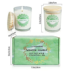 OSHINE Scented Soy Candle 2 Packs, Vanilla Aroma, Total 10.6 OZ Burn 80 Hrs, 8% Natural Essential Oils Glass Candles,100% Natural Soy Wax Gift Set for Women Bathing Yoga Birthday Christmas(Vanilla)