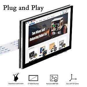 OSOYOO 5 Inch DSI Touch Sceen Capacitive LCD Display 800x480 for Raspberry Pi 4 B 3 Model B+ 2 Plug and Play Monitor Compatible with Raspbian Ubuntu Kali RetroPie Windows 10 IOT
