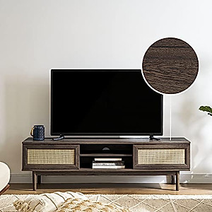 mopio Haylee TV Stand, 59" Modern Boho Farmhouse Entertainment Center, Natural Rattan TV Console, TV Stand with Storage, Media Console, for Living Room