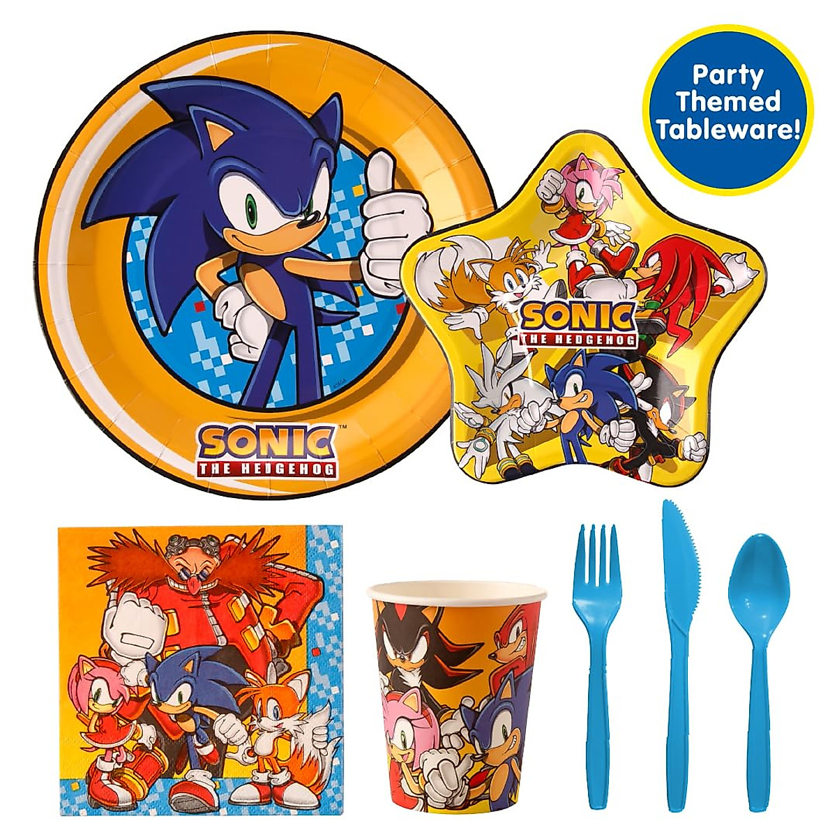 Sonic The Hedgehog Birthday Party Kit - Complete Supplies for 10, Video Game Themed Decorations, Licensed Banner, Plates, Cups, Balloons, Games, and Favors for Kids' Celebration
