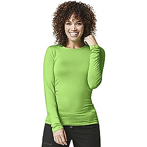 WonderWink Layers Women’s Silky Long Sleeve Tee — Green Apple, Medium