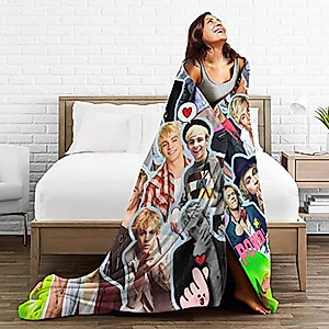 Blanket Ross Lynch Soft and Comfortable Warm Fleece Blanket for Sofa,Office Bed car Camp Couch Cozy Plush Throw Blankets Beach Blankets