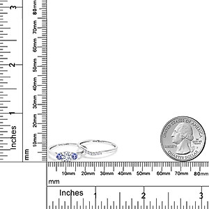 10K White Gold Forever Brilliant Moissanite From Charles & Colvard and Blue Tanzanite and White Lab Grown Diamond 3-Stone Bridal Engagement Wedding Ring Set For Women (0.81 Cttw, Round 5MM, Size 5)