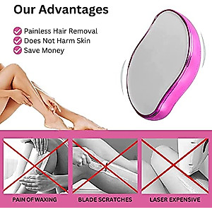 Crystal Hair Eraser, Painless Hair Removal and Exfoliation - Bleame Hair Eraser - Ideal Hair Remover Tool for Arms and Legs, Portable Mild Hair Remover, Reusable - Purple