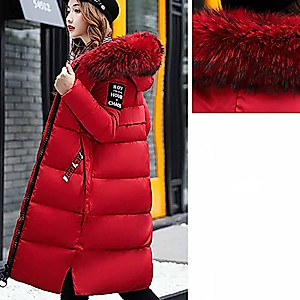 Puffer Coat, Women'S Jacket Fashion Winter Slim Thickening Warm Cotton Jacket Coat Womens Long With Hood Heated Jackets Insulated Snow, Coat For Women Black, Coats Jacket (4XL, Red)