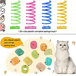 30 Pieces Cat Springs Cat Spiral Toys Cat Fetch Chew Toy Kitten Pet Plastic Coil Spiral Springs for Kitten Bouncing Play Training, 2 Styles