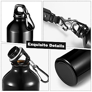18 Pieces Aluminum Sport Water Bottles Bulk 24 oz Lightweight Water Bottles Reusable Leak Proof Water Bottles with Hook and Twist Cap for Bike, Camping, Climbing, Travelling, Indoor, Outdoor (Black)