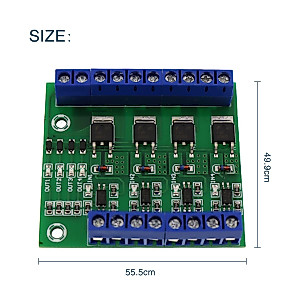 PWM MOS FET Module, 4 Channel PLC Amplifier Circuit Board 3-20V to 3.7-27VDC 10A Driver Module