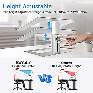 BoYata Laptop Stand, Ergonomic Aluminum Height Adjustable Computer Stand Laptop Riser Holder for Desk, Compatible with MacBook Pro/Air, Dell, Lenovo, HP, Samsung, More Laptops 11-17"