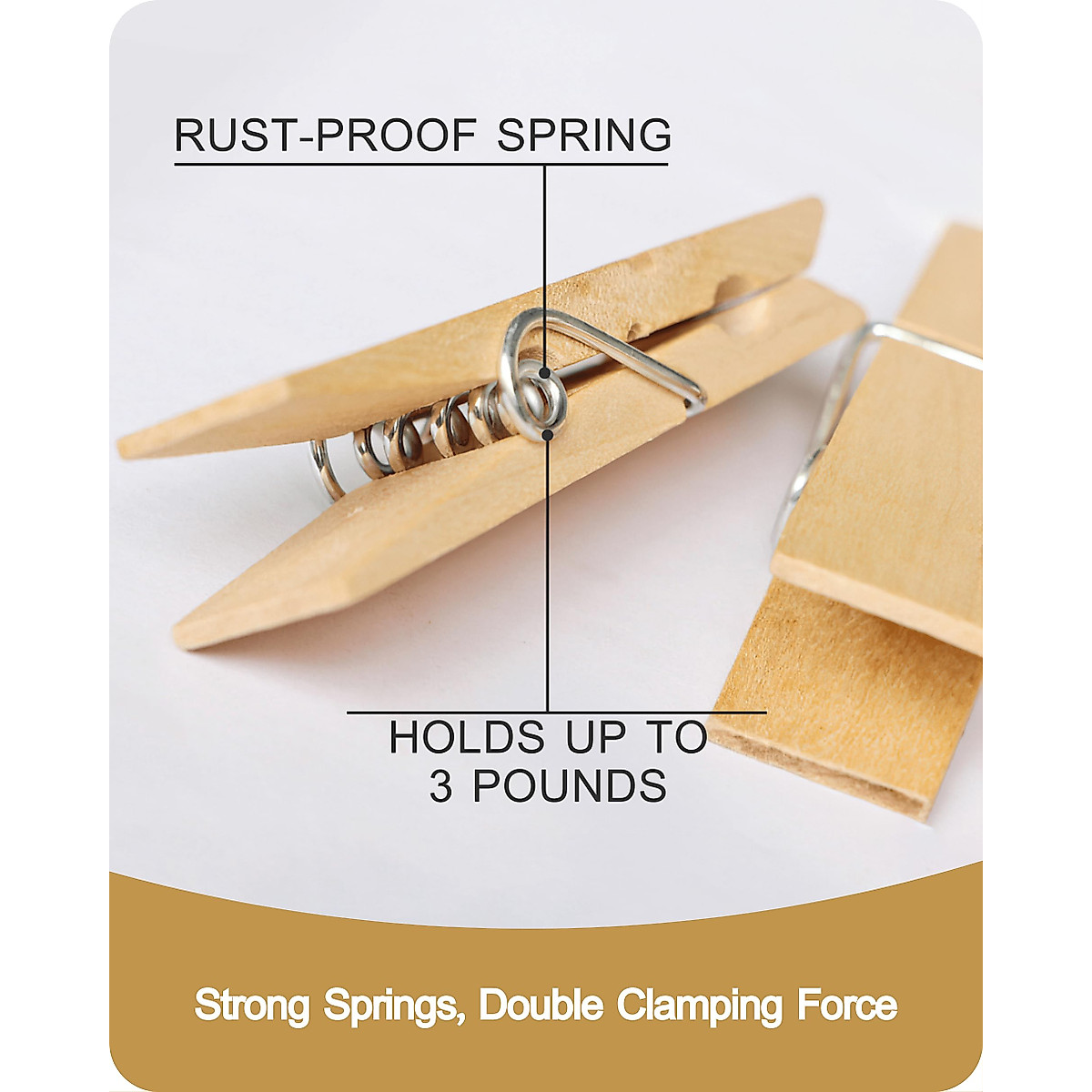 Clothes Pins, Sturdy and Heavy Duty Natural Wood Clips Wooden Clothespins for Hanging Clothes Photo Pictures Crafts Small Classroom Decorative Peg, 30 PCS