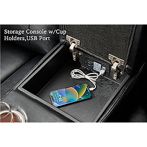 ELIASER Manual Reclining Sectional Sofa with LED Light Recliner Faux Leather L-Shaped Reclining Sectional Couch Recliner Sofa Cup Holder,USB Port,Storage Console,5 Seater for Living Room Black