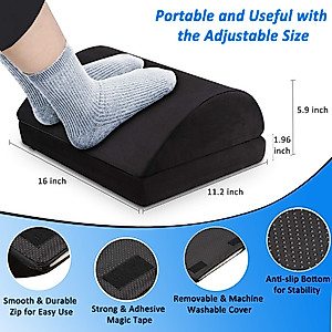 Foot Rest for Under Desk at Work, Ergonomic Foot Stool with 2 Adjustable Heights for Office, Work, Car, Gaming, Computer, Soft Foot Cushion with Memory Foam, Washable Velvet Cover, Non Slip