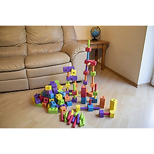 FUN n' SAFE (7684 Foam Peg Blocks for Kids, 150 Brightly Colored Pieces