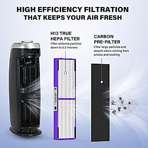 FLT4850PT Filter B Pet Pure HEPA Replacement Compatible with Germ-Guardian Air Purifier AC4825, AC4850, AC4870, CDAP4500, AC4900, AC4300, AP2200, 4 H13 HEPA Filters & 8 Activated Carbon Pre-Filters