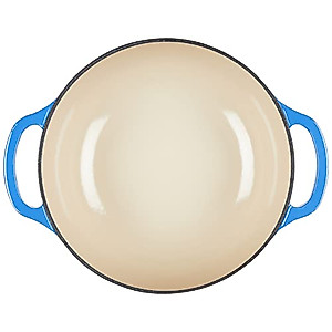 Lodge 3 Quart Enameled Cast Iron Dutch Oven with Lid – Dual Handles – Oven Safe up to 500° F or on Stovetop - Use to Marinate, Cook, Bake, Refrigerate and Serve – Caribbean Blue