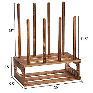 Goaste Wood Boot Rack Organizer, 4 Pairs Freestanding Wooden Boot Holder, Rustic Walk-In-Closet Entryway Shoe Storage Stand with 8 Tall Posts for Cowboy Boot, Tall Knee-High, Riding, Rain Boots