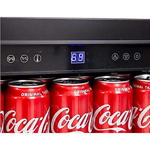 Avanti BCF54S3S Beverage Cooler with Glass Door 126 Can Mini Refrigerator with Lock for Beer Soda Water Wine with Digital Temperature Control, 5.8 cu. ft, Black