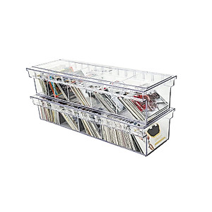 BallQube Trading Card Storage Box with Dividers Clear Stackable Storage Box with Dividers Card Boxes for Baseball Cards Trading Card Box for Football Cards Holds 800 Sports Cards