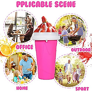 CHAOMIC 2PCS Slushie Cup, Magic Slushy Maker Squeeze Cup Smoothie Cups With Lids And Straws For Kids & Adults