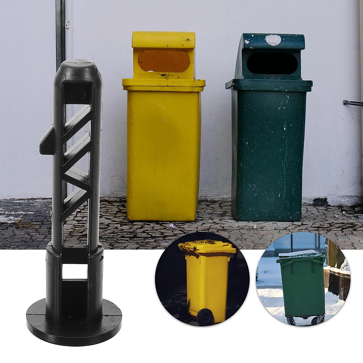 CLISPEED Trash Can Lid Hinged Pins, 4pcs Plastic Wheeled 120L Trash Can Hinged Pins Outdoor Garbage Can Recycling Bin Universal Sturdy Plastic Plug Connection, 9.00X3.10X3.10CM, Black, 551113S84UB6U