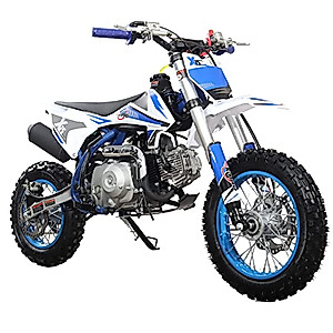 X-PRO X15 110cc Dirt Bike with Semi-Automatic Transmission, Kick Start,12"/10" Wheels! (Factory Package, Blue)