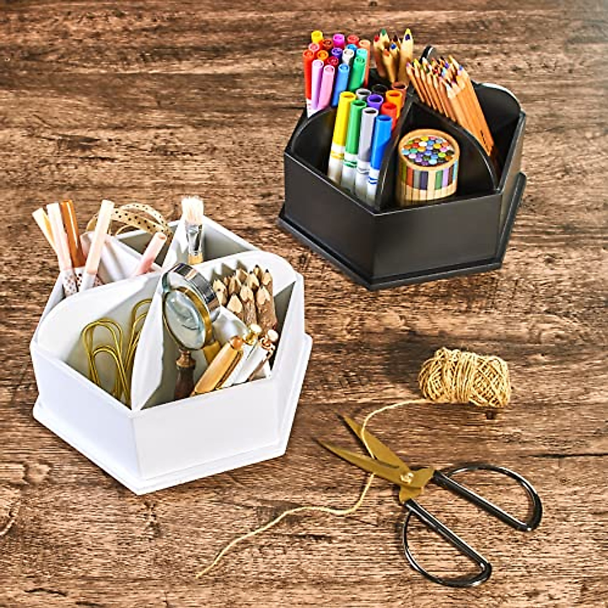 The Lakeside Collection Rotating Craft Organizer - Lazy Susan Desk Organizer Caddy for Utensils - White