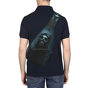 DZUAIKIT Sling Backpack Grim Reaper Reaching Print Crossbody Shoulder Sling Bag For Men & Women
