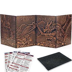 DND DM Screen 5e, D&D Dungeon Master Screen 3D Faux Leather 4 Panel Game Master Screen with Customizable Inserts - Dungeons and Dragons GM RPG Accessories Gift for Men or Women