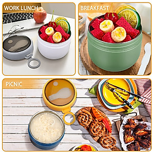 Sunnyray 21 oz Seal Tight Overnight Oats Container with Lid and Spoon Stainless Steel Overnight Oats Jars Reusable Leak Spill Proof Oatmeal Travel Container for Cereal Milk Vegetable Salad (4 Pcs)