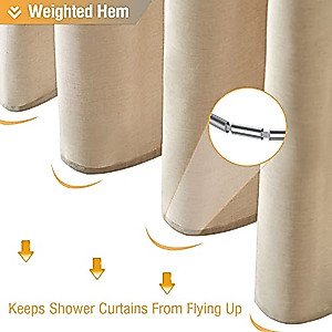 BTTN Fabric Shower Curtain, Linen Textured Heavy Duty Polyester Cloth Shower Curtain Set with 12 Plastic Hooks, Hotel Luxury Waterproof Decorative Shower Curtains for Bathroom - 72"x72" - Beige/Cream